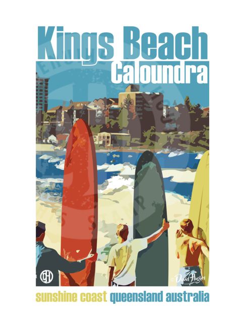 Kings Beach - Retro Travel Posters by David Hughes